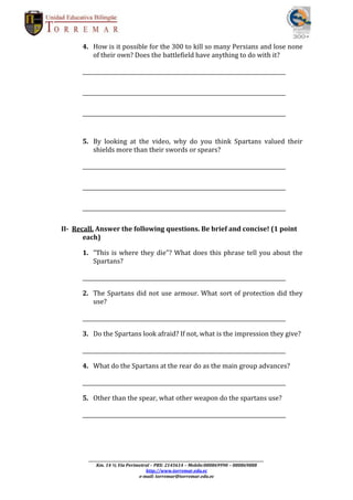300 Video Worksheet | DOCX