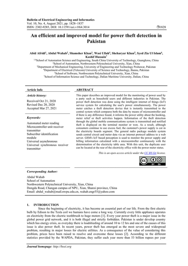An efficient and improved model for power theft detection in Pakistan | PDF