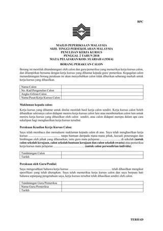 9304 borang kerja kursus syariah 2018 | PDF