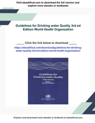 Guidelines for Drinking water Quality 3rd ed Edition World Health ...