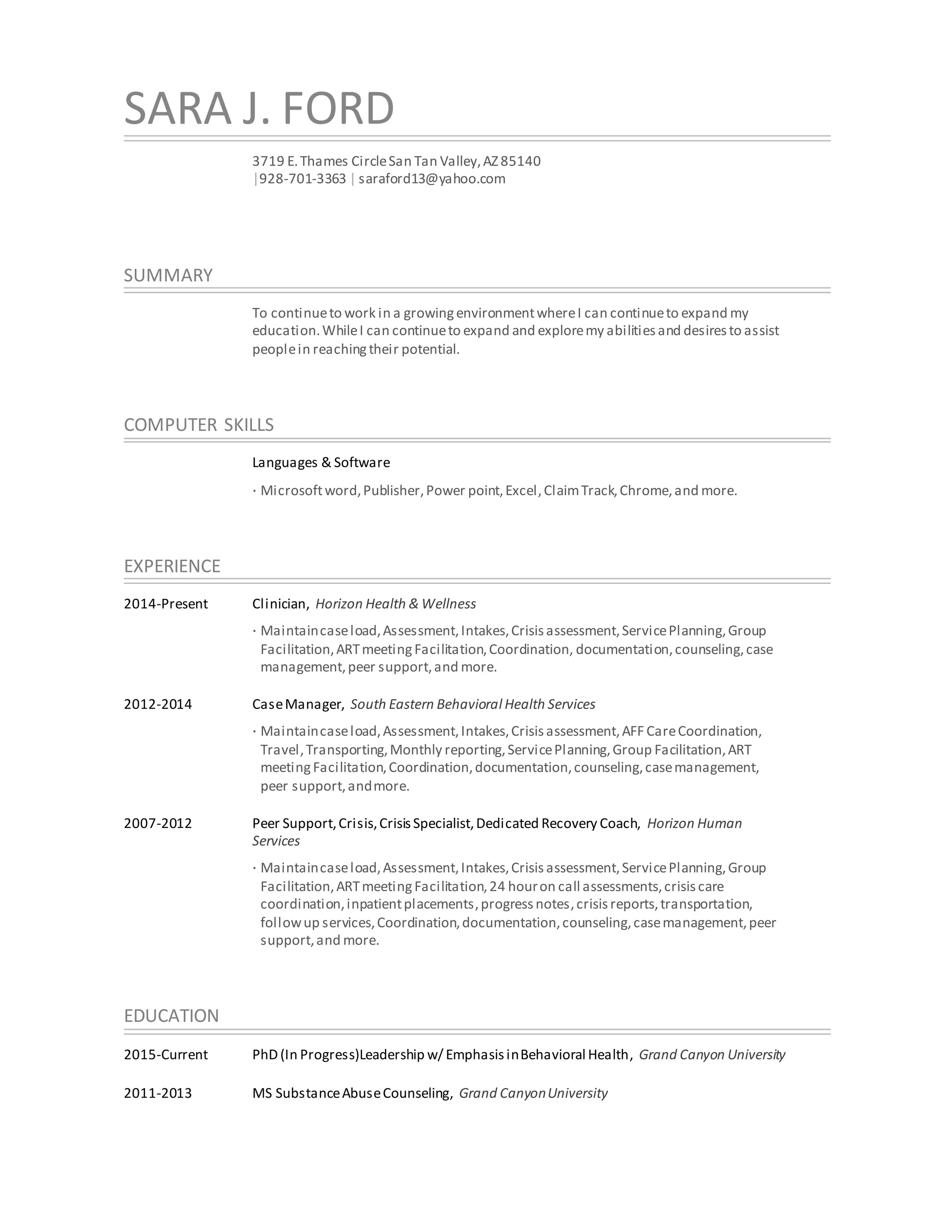 Sara J Resume | DOCX