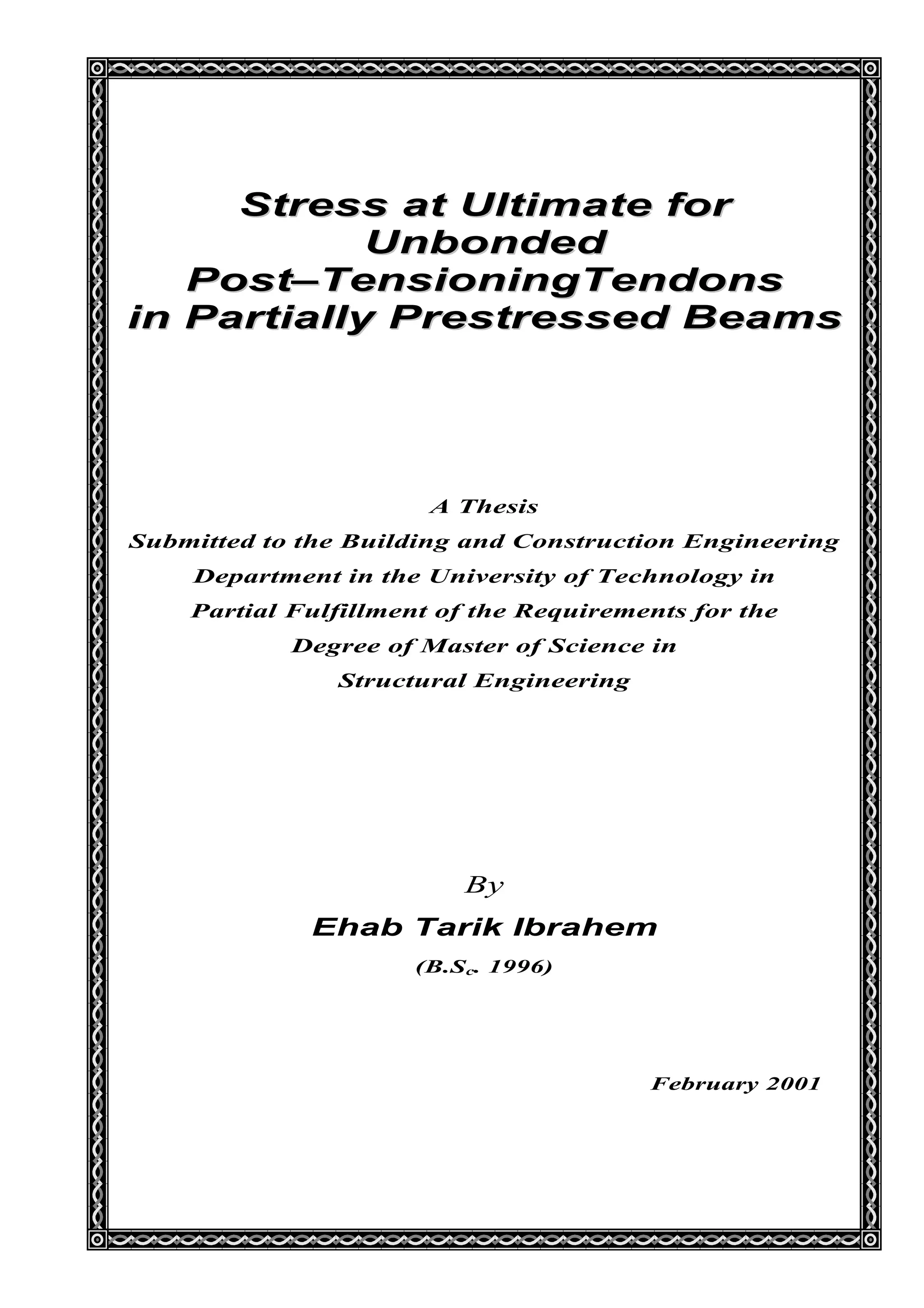 Degree of Master of Science in Structural Engineering. - University of ...