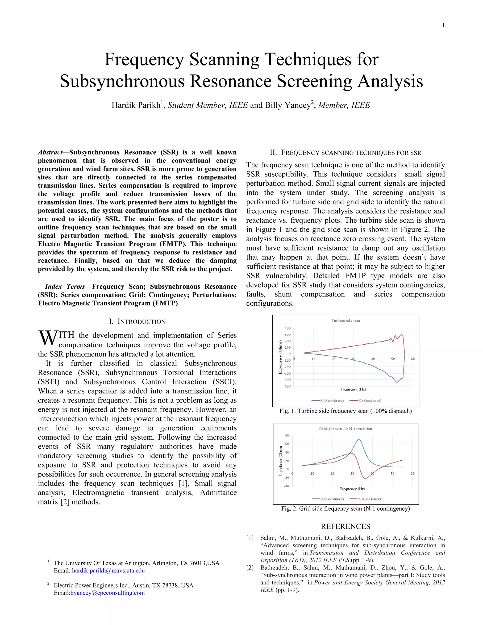 Frequency Scanning Techniques for Subsynchronous Resonance Screening Analysis | PDF