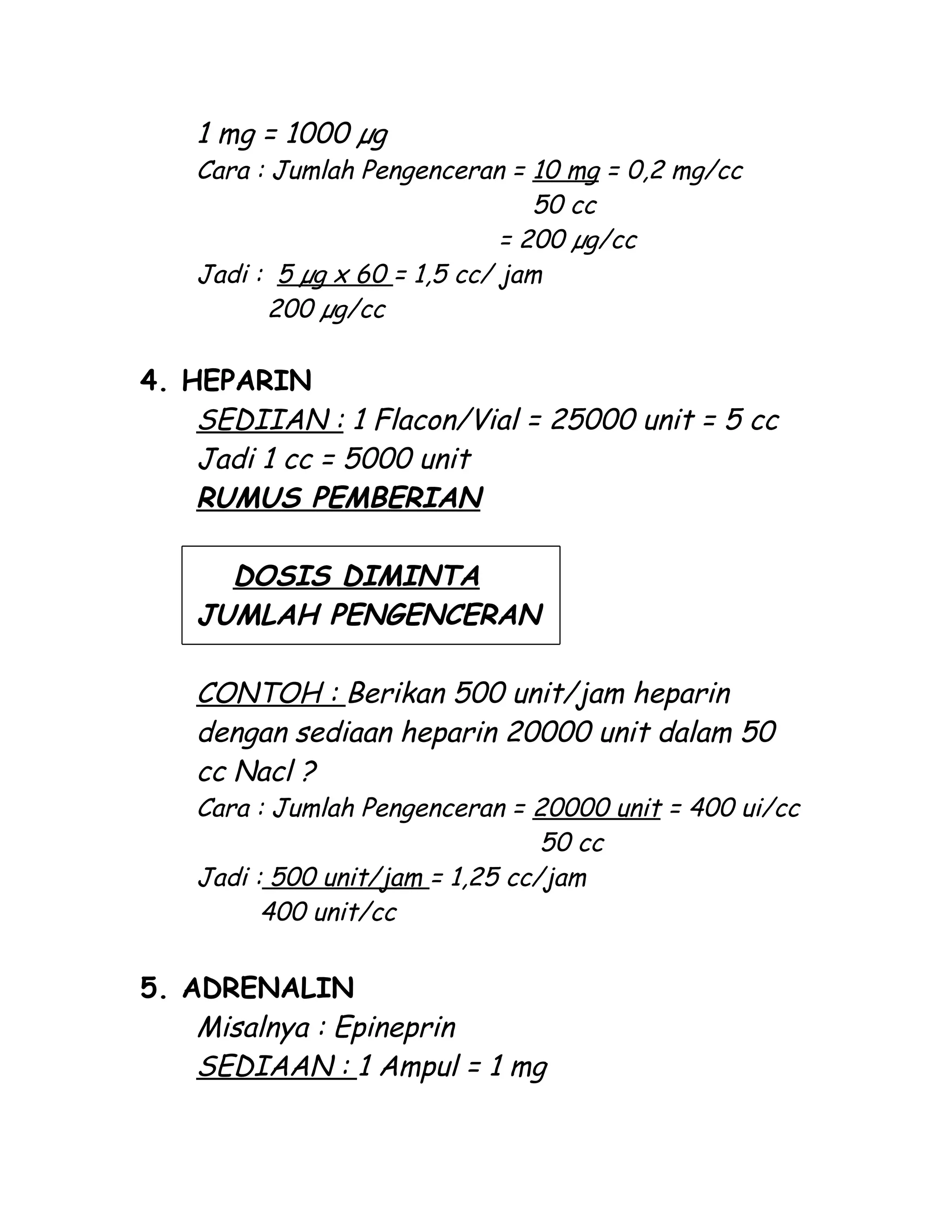 rumus pemberian obat melalui syringe pump | DOC