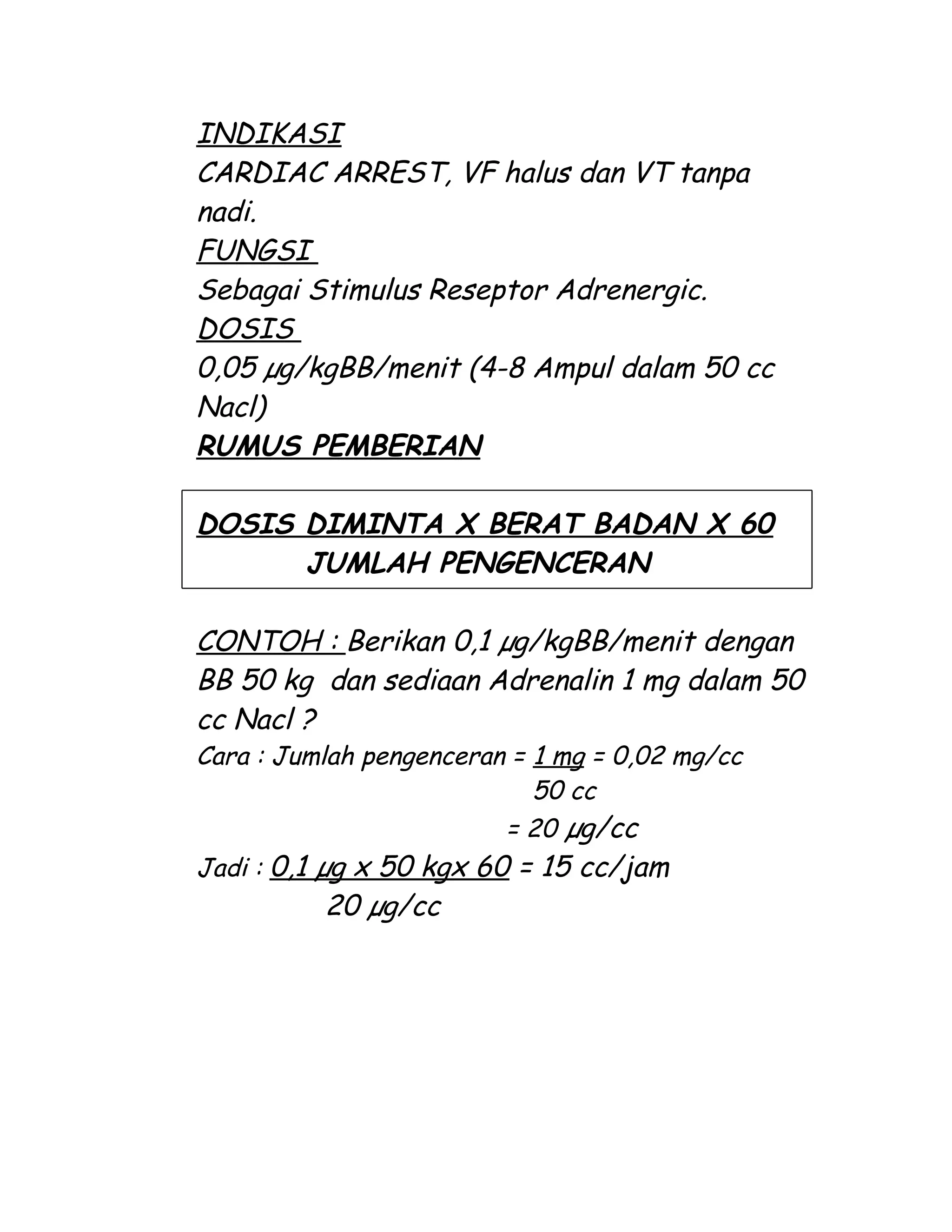 rumus pemberian obat melalui syringe pump | DOC