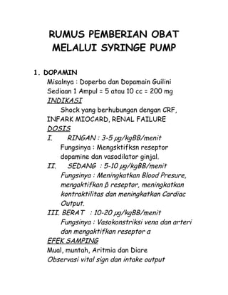 rumus pemberian obat melalui syringe pump | DOC