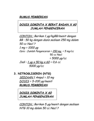 rumus pemberian obat melalui syringe pump | DOC