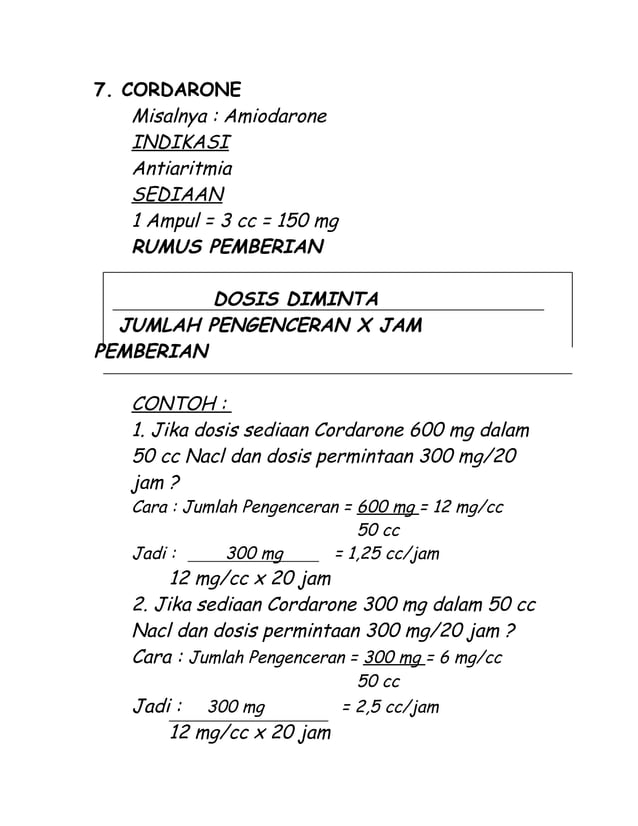 Rumus Pemberian Obat Melalui Syringe Pump