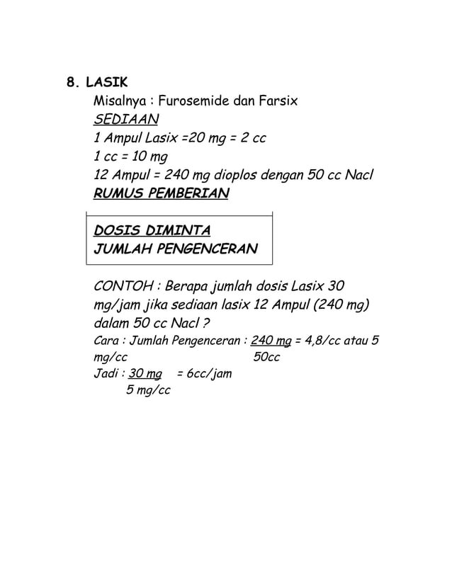 rumus pemberian obat melalui syringe pump