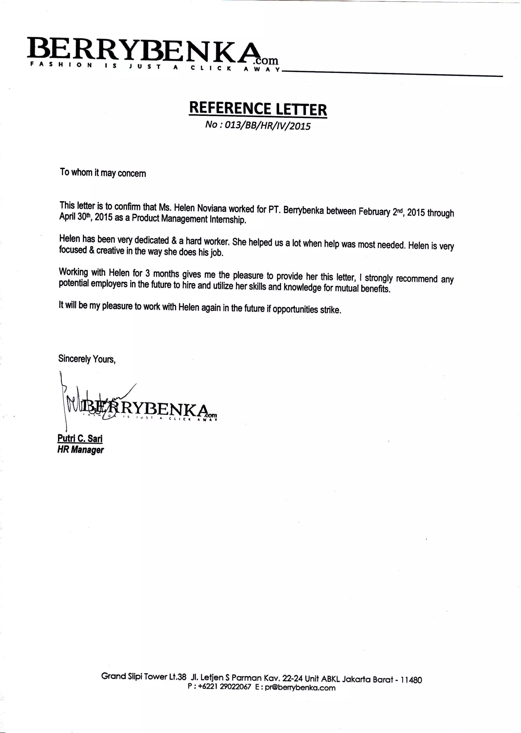 Refrence Letter | PDF