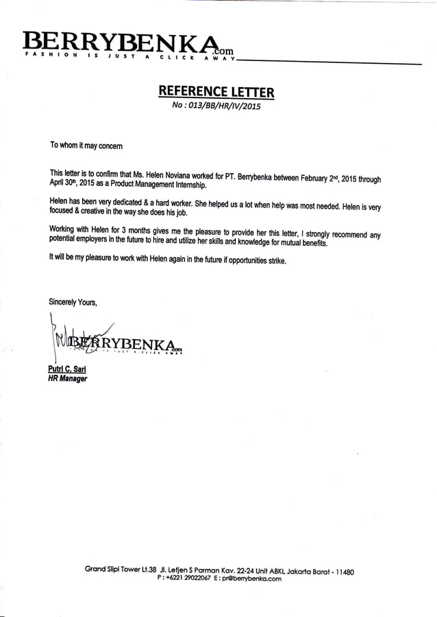 Refrence Letter | PDF