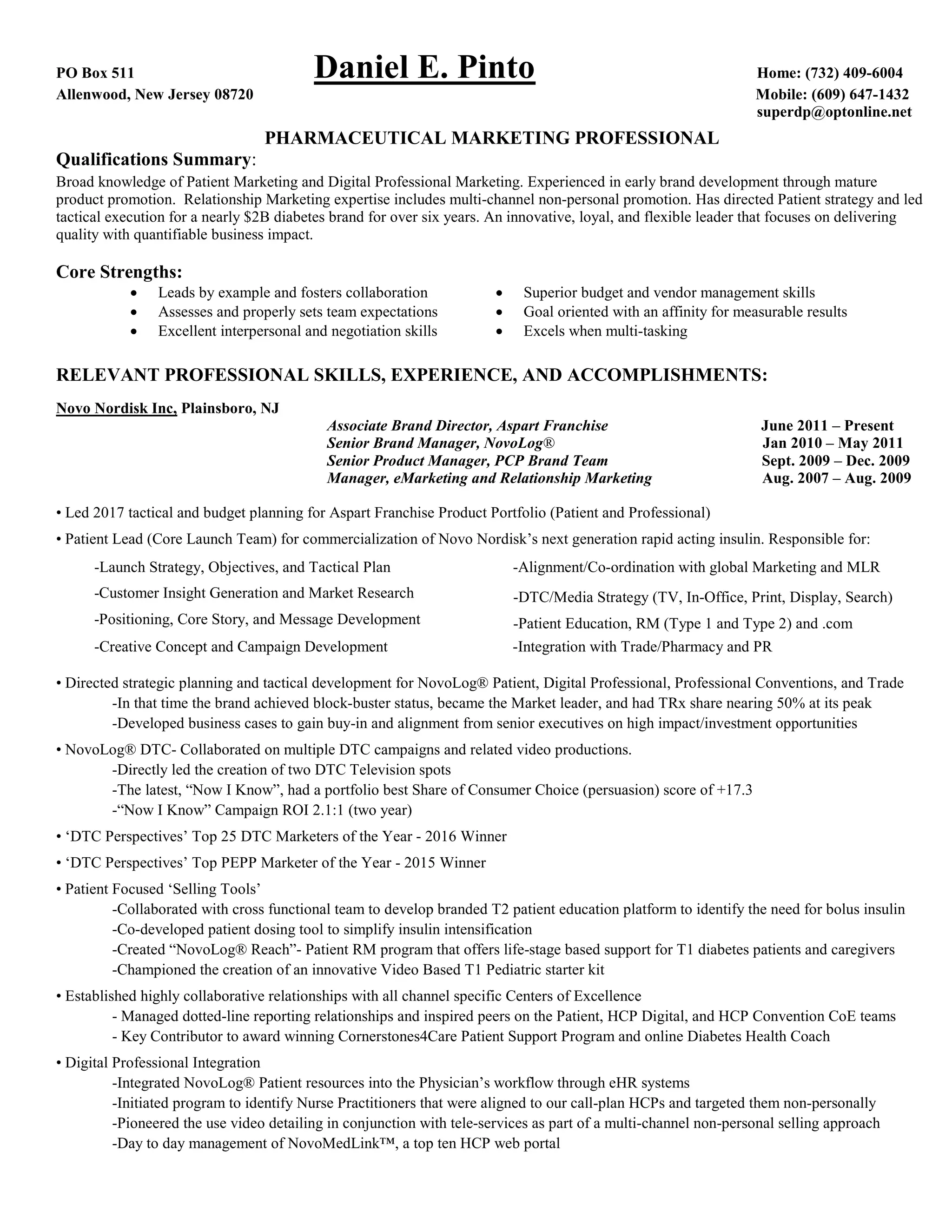 Daniel Pinto Resume 10_07_16v2 | PDF | Business Administration | Business