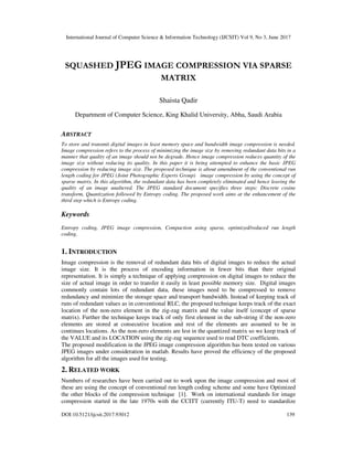 Squashed JPEG Image Compression via Sparse Matrix | PDF
