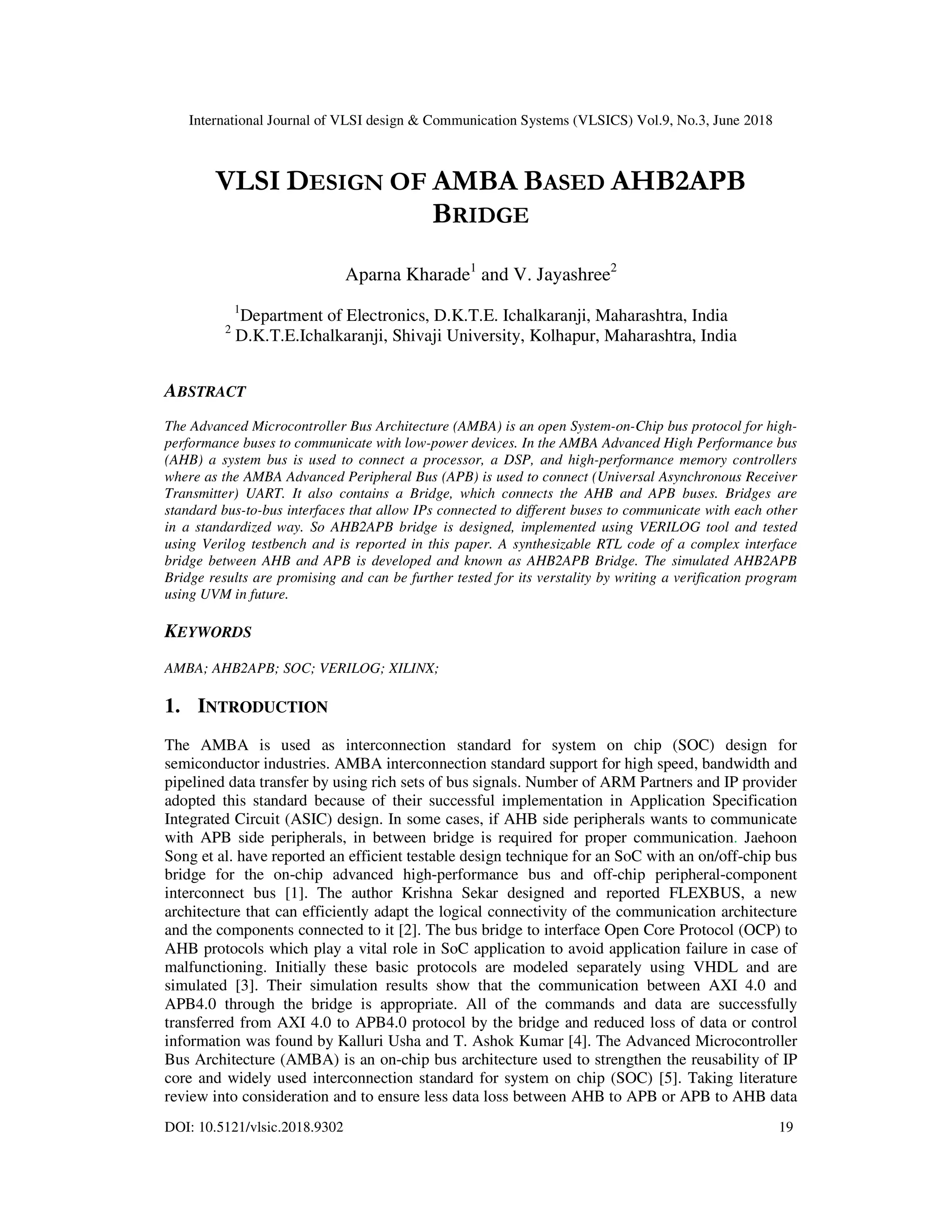 Vlsi Design Of Amba Based Ahb2apbbridge Pdf Computer Networking Computing