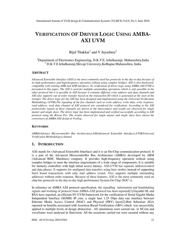 VERIFICATION OF DRIVER LOGIC USING AMBAAXI UVM | PDF | Computer Networking | Computing