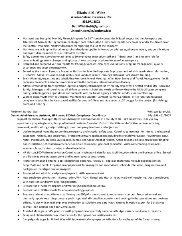 ElizabethMWhiteResume 081916 | PDF