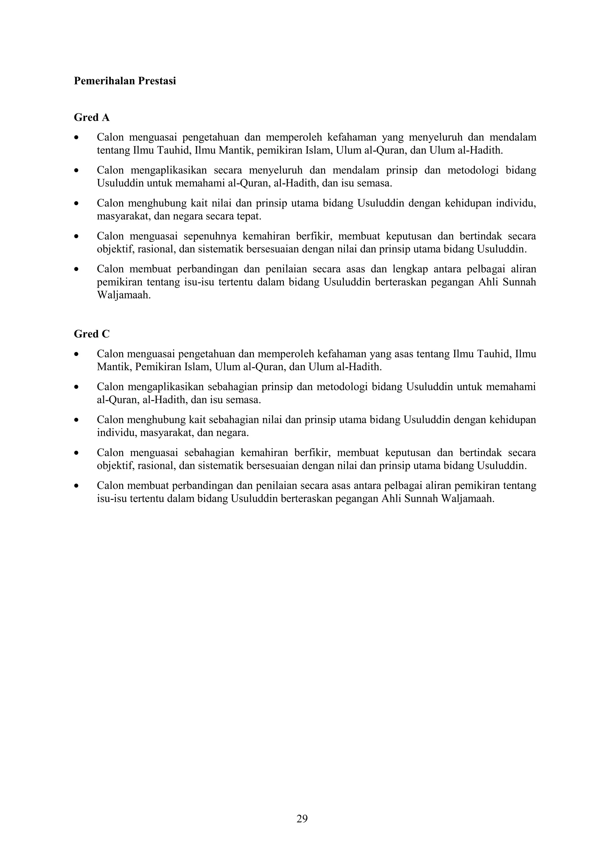 931 Sukatan Pelajaran Usuluddin STPM (Baharu) | PDF