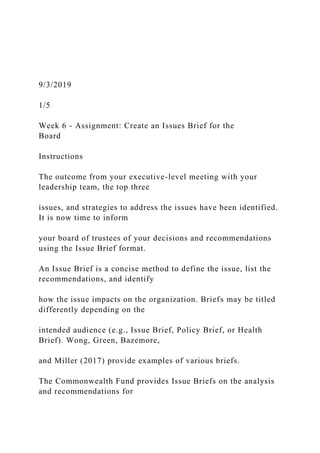 93201915Week 6 - Assignment Create an Issues Brief.docx