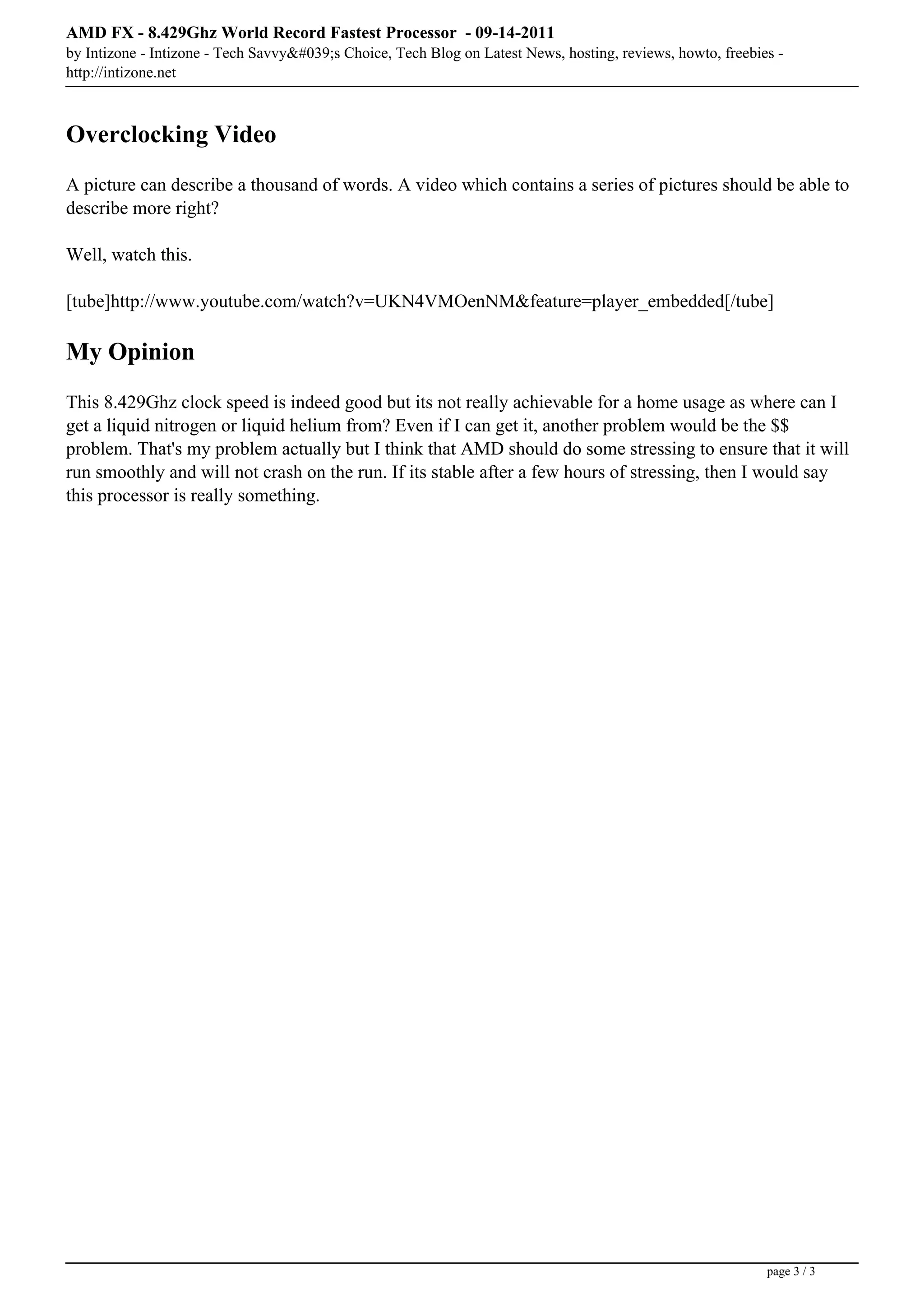 AMD FX - 8.429GHZ World Record Fastest Processor | PDF