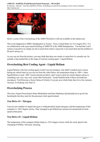 AMD FX - 8.429GHZ World Record Fastest Processor | PDF