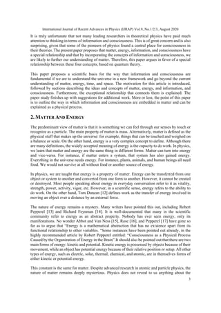 A SPECIAL RELATIONSHIP BETWEEN MATTER, ENERGY, INFORMATION, AND ...