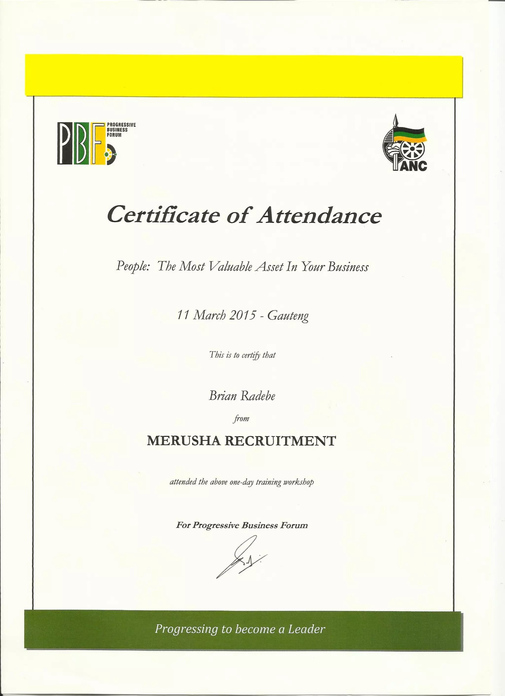 PBF - Certificate of Attendance | PDF