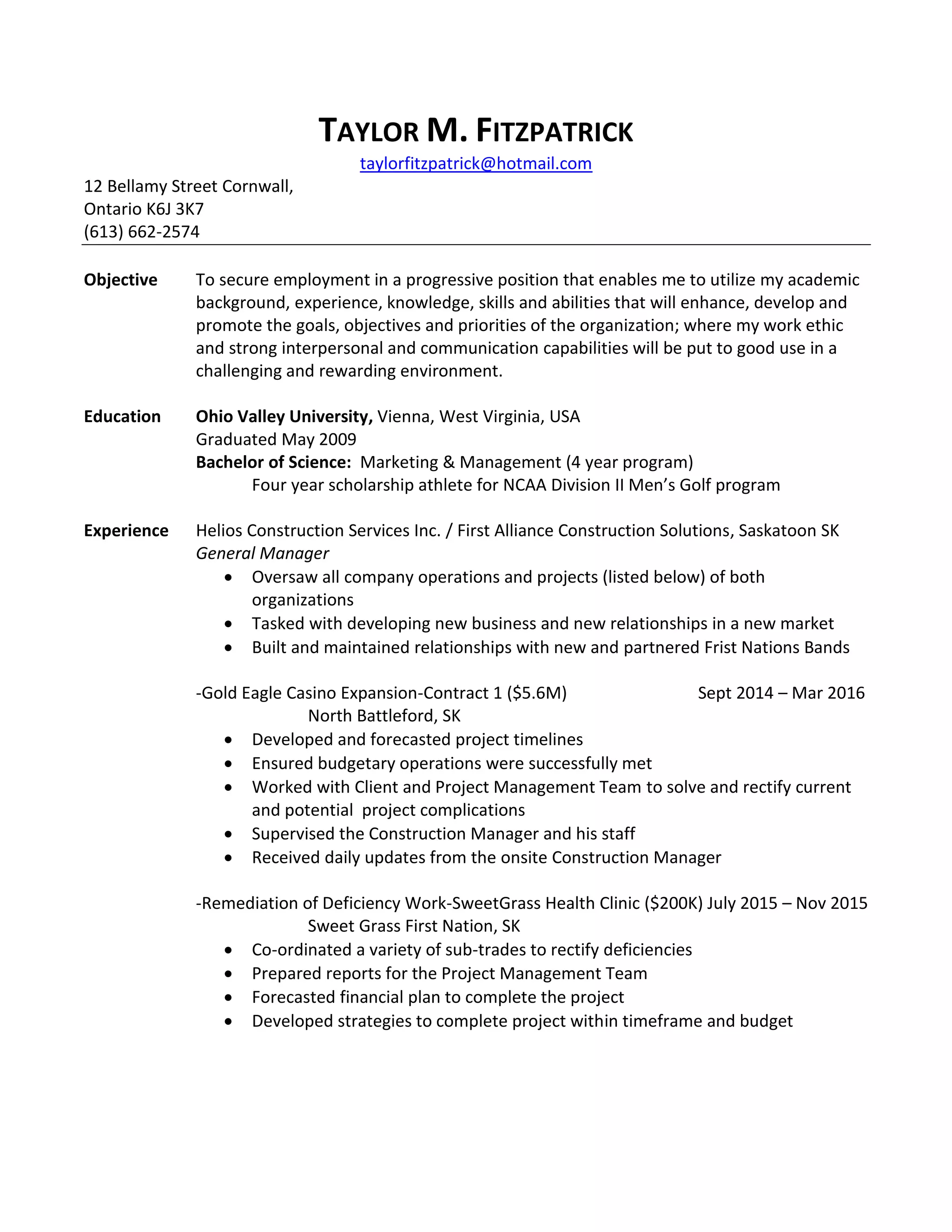 TFitzpatrickResume-2017 | PDF