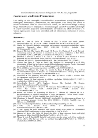 PREVENTIVE AGENT OF VITAMIN C AGAINST PB-INDUCED TOXICITY: A REVIEW | PDF