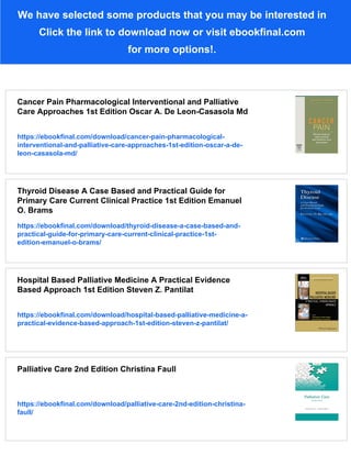 Palliative Care A Case based Guide 1st Edition Marissa Slaven Md (Auth ...