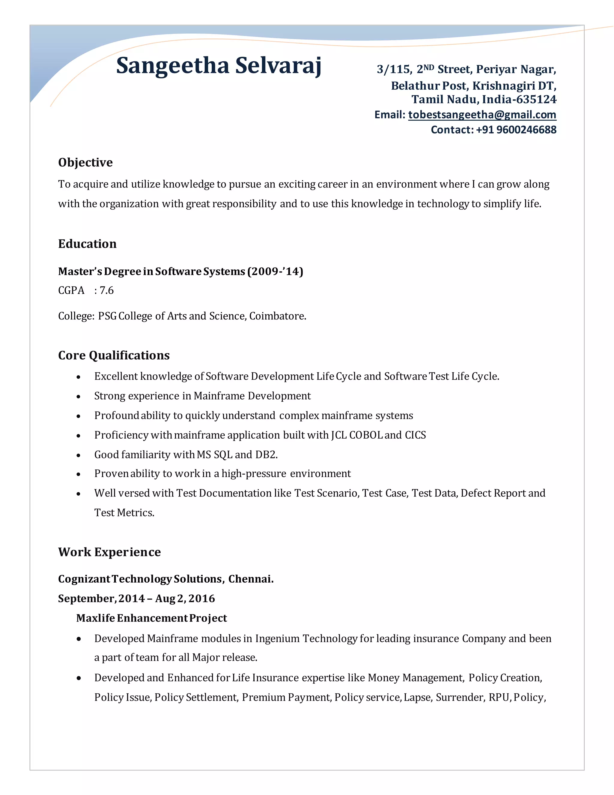 SANGEETHA SELVARAJ-RESUME | DOCX