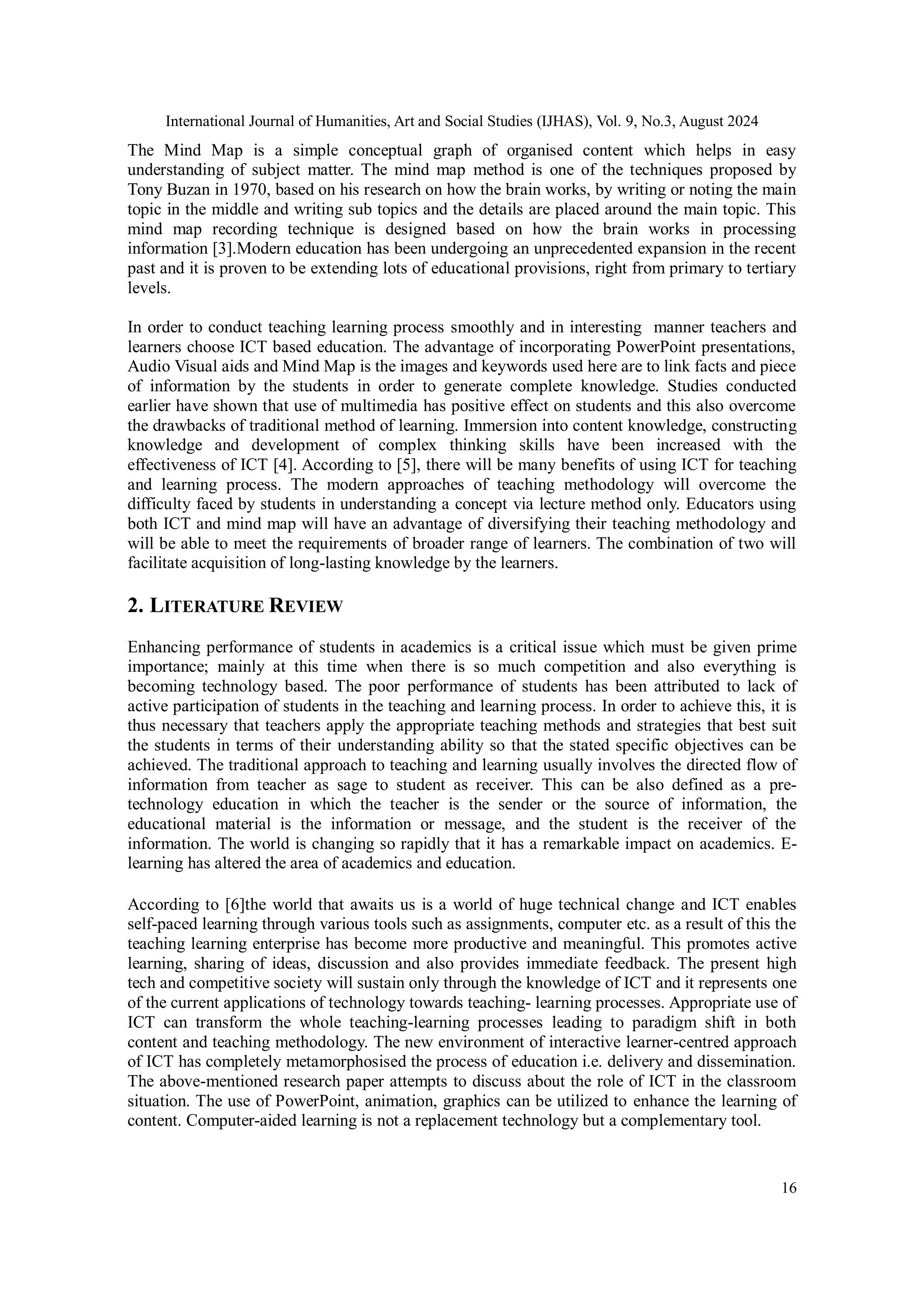 The Effect of ICT Integrated Cum Mind Map Method Versus Traditional ...