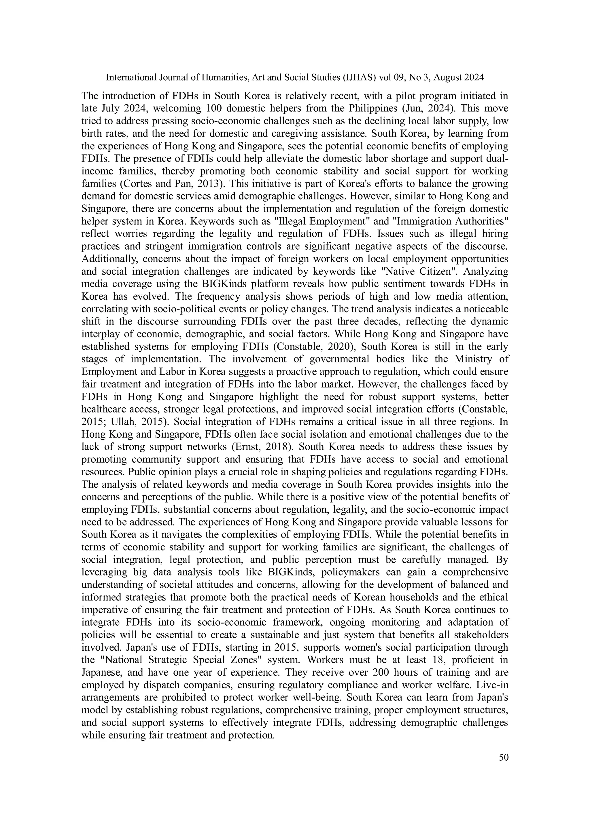 Social Perception of Foreign Domestic Helpers in South Korea | PDF