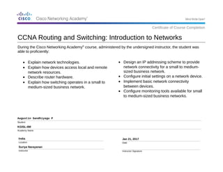 CCNA Training Certificate (1) | PPT