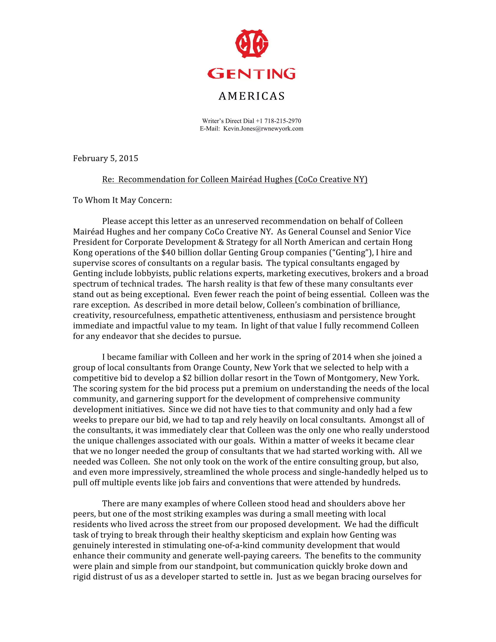 Reference Letter for Colleen Hughes | PDF