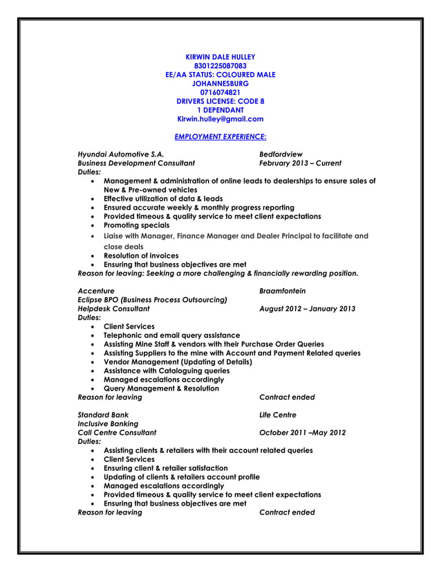 KirwinHulleyCV1 | PDF | Business Banking & Finance | Business