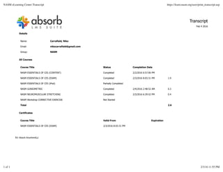 NASM eLearning Center Transcript | PDF