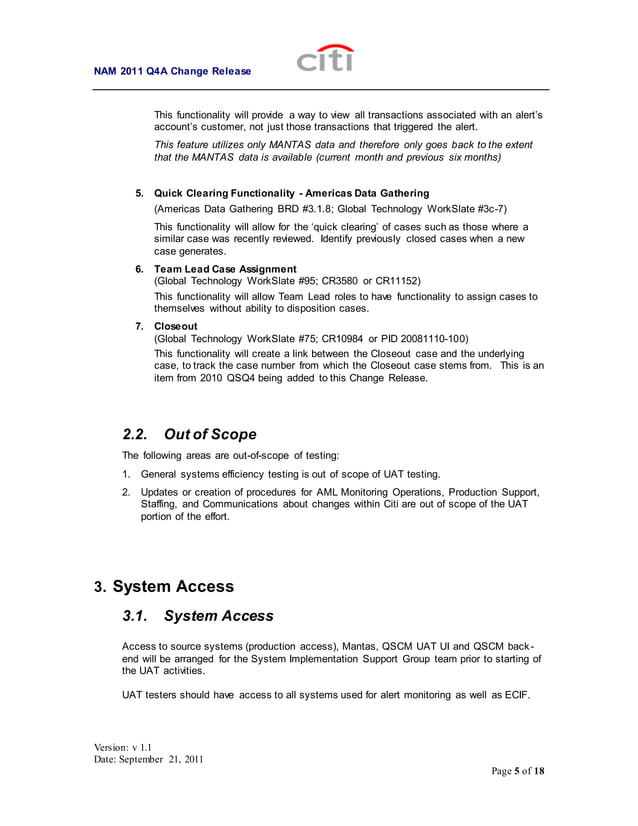 NAM Q4a 2011 UAT Strategy Document v1 0 | PDF