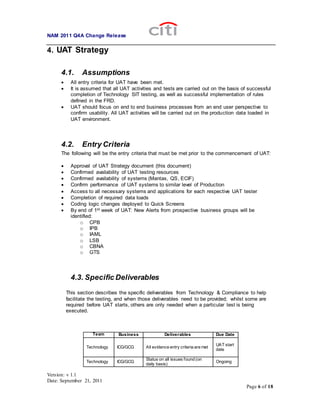 NAM Q4a 2011 UAT Strategy Document v1 0 | PDF