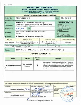 Aramco Approval Dhahran | PDF