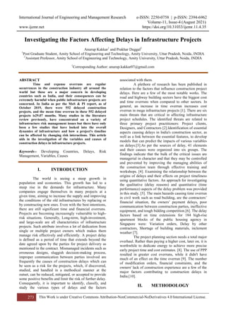 Investigating the Factors Affecting Delays in Infrastructure Projects | PDF