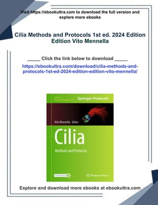 Cilia Methods and Protocols 1st ed. 2024 Edition Edition Vito Mennella ...