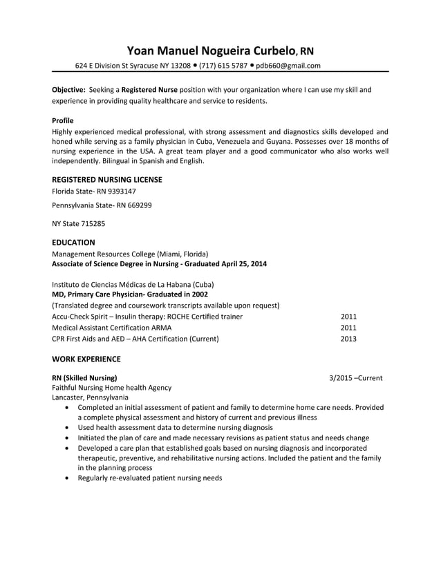 A Yoan Nogueira RN Updated May 2016 | PDF