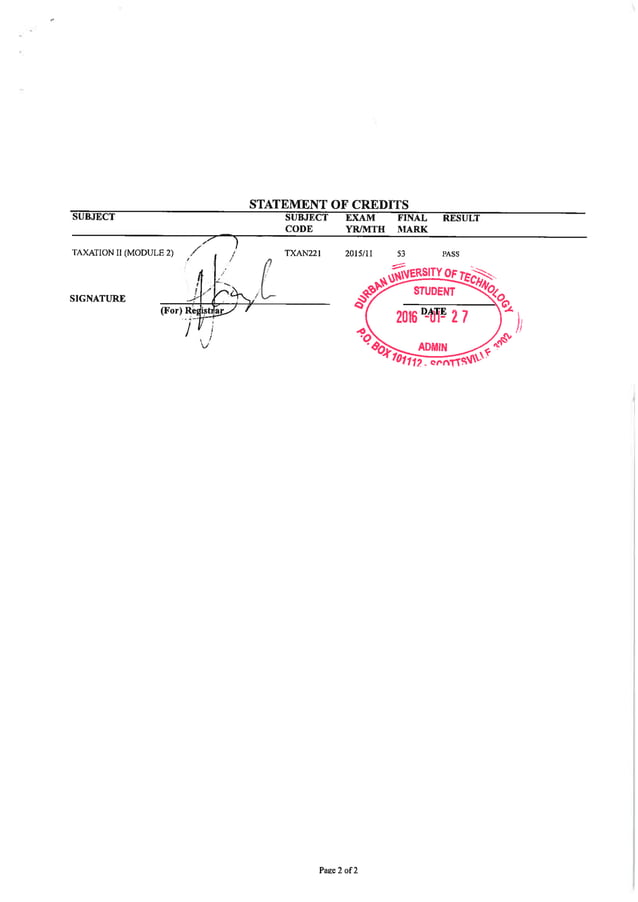 Credit Certificate | PDF