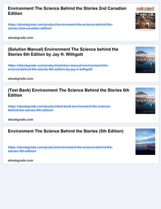(Test Bank) Environment The Science Behind the Stories 3rd Canadian ...