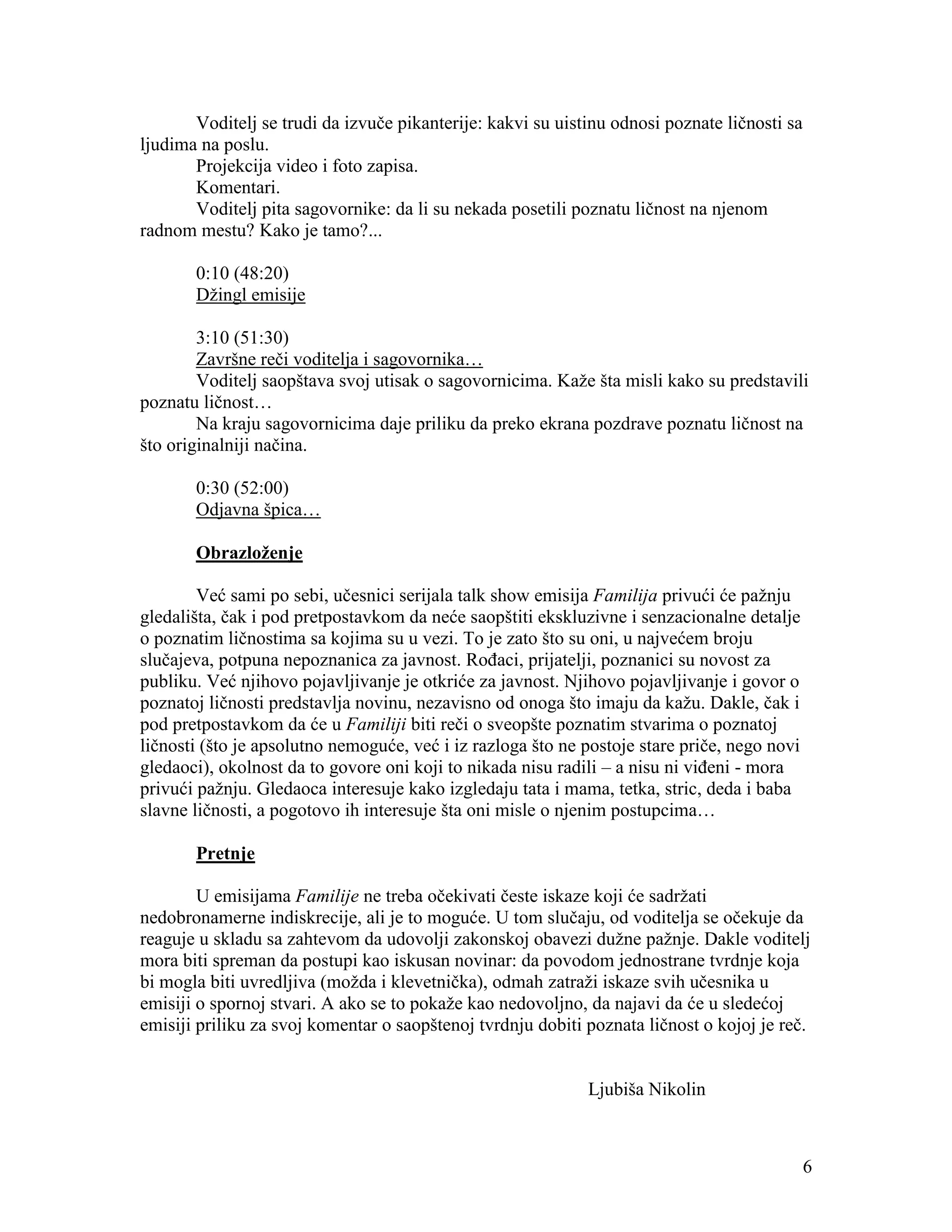 TV projekat Familija (talk show) | PDF