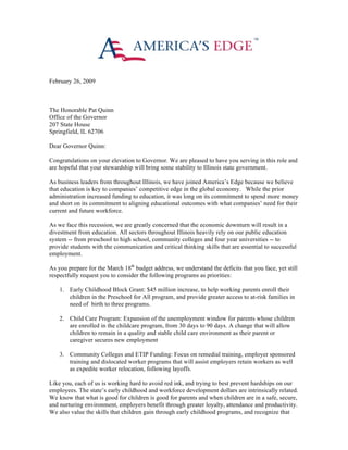 AE Member letter to Governor Pat Quinn022609 | PDF