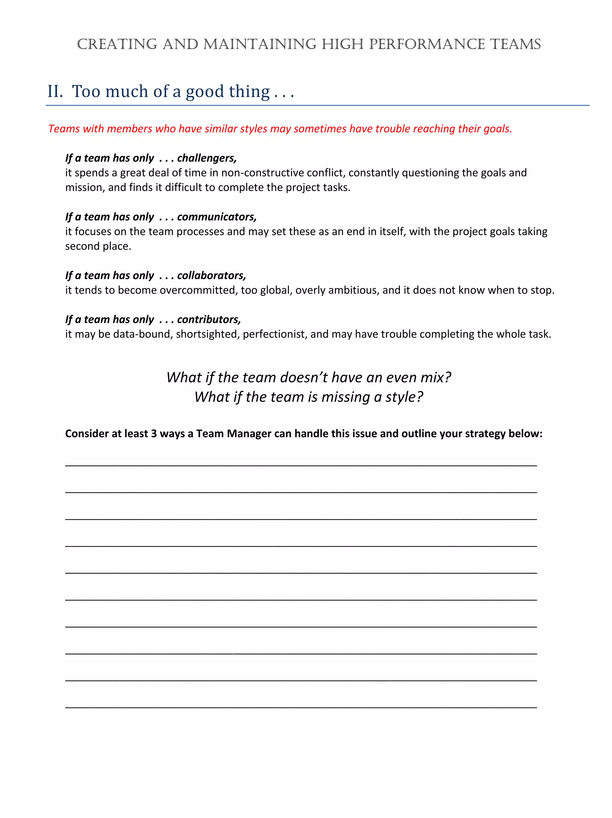 Experiential Exercise - Creating and Maintaining High Performance Teams ...