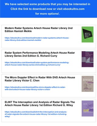 Principles of Modern Radar Volume 3 Radar Applications William L ...