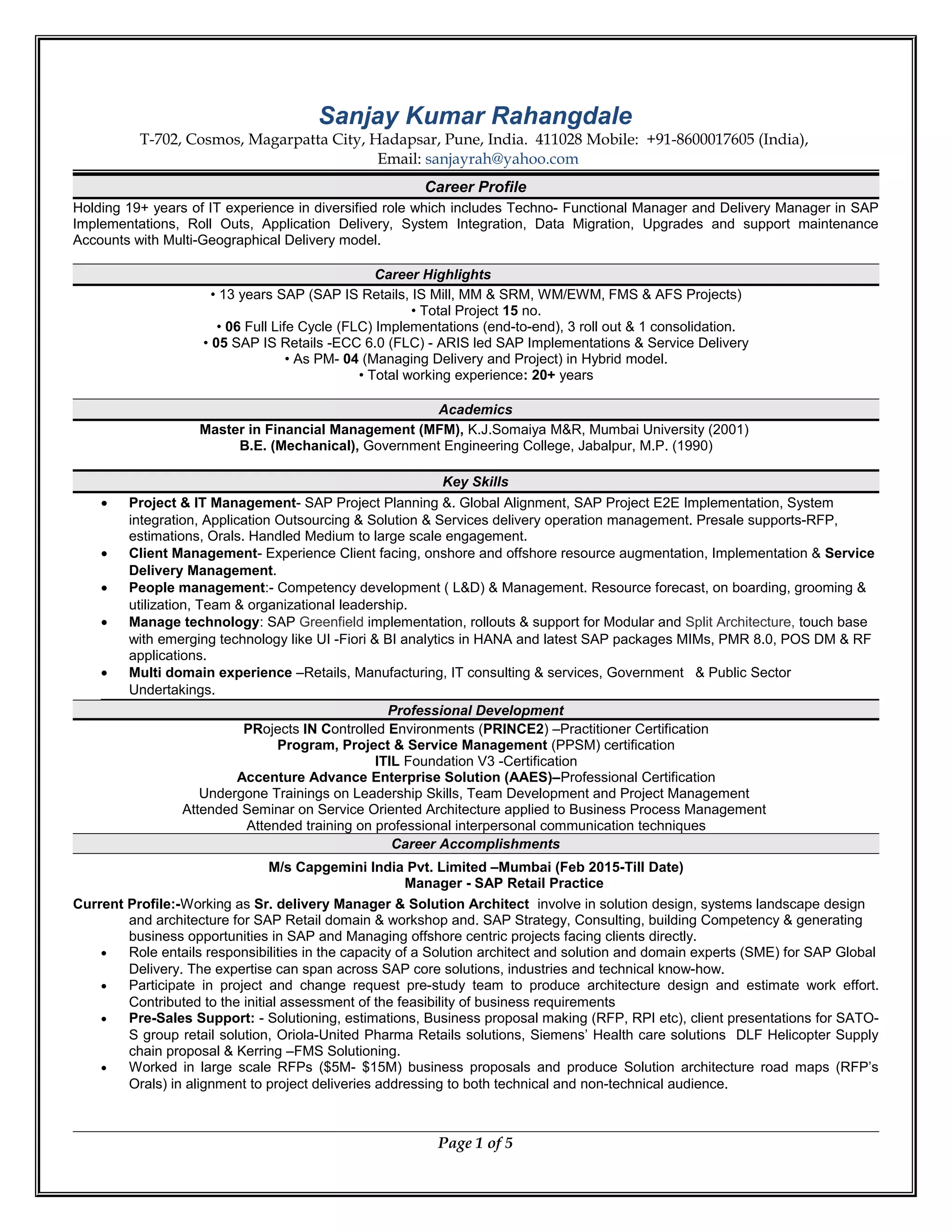 Sanjay Rahangdale_SrM | PDF