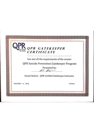 QPR Suicide Prevention Gatekeeper Program | PDF
